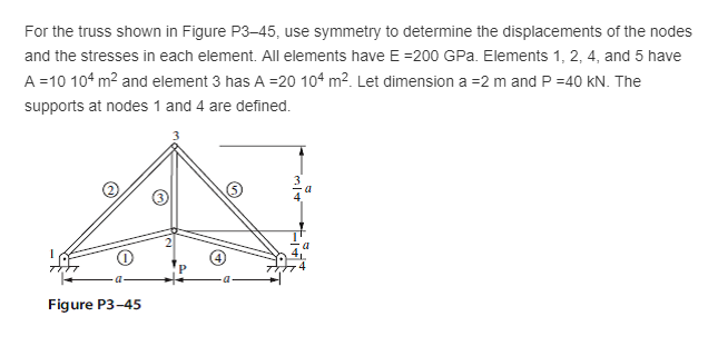 Solved For the truss shown in Figure P3-45, use symmetry to | Chegg.com
