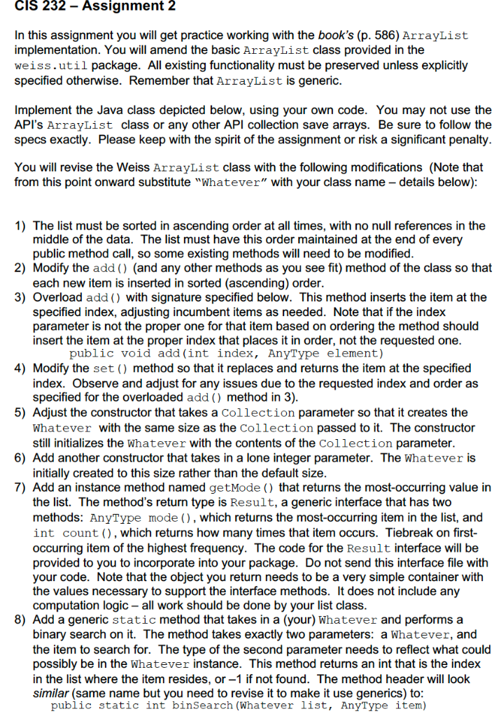 Solved CIS 232 - Assignment 2 In this assignment you will | Chegg.com