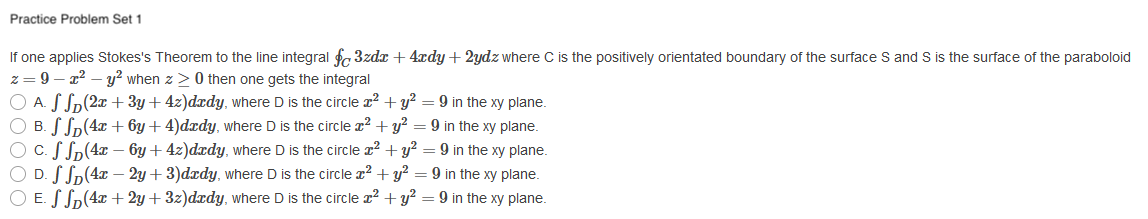 Solved Practice Problem Set 1 If one applies Stokes's | Chegg.com