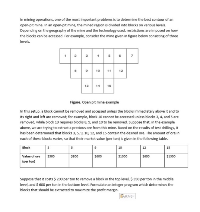 Solved In mining operations, one of the most important | Chegg.com