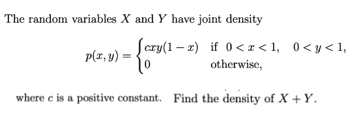 Solved The random variables X and Y have joint density | Chegg.com