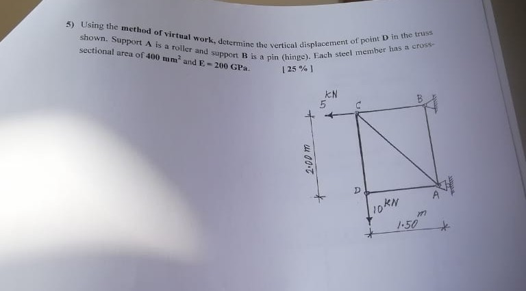 Solved 5) Using the method of virtual work, determine the | Chegg.com
