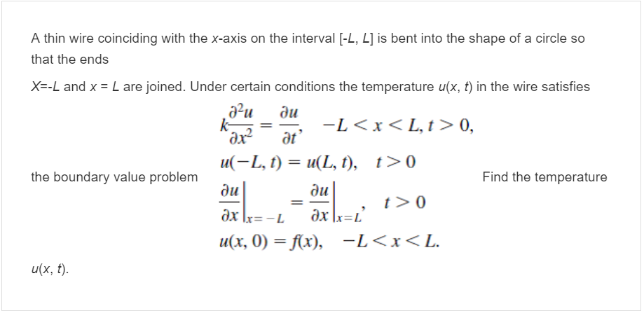 Solved A thin wire coinciding with the x-axis on the | Chegg.com