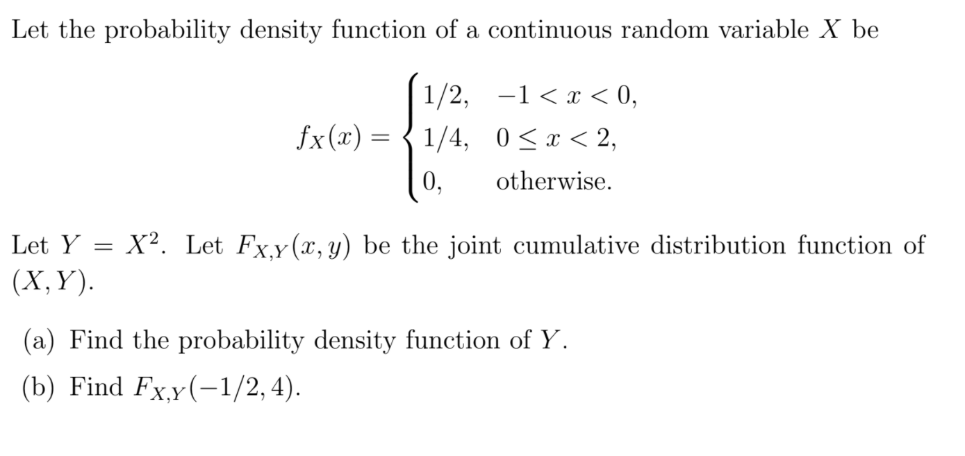 Solved Let the probability density function of a continuous | Chegg.com