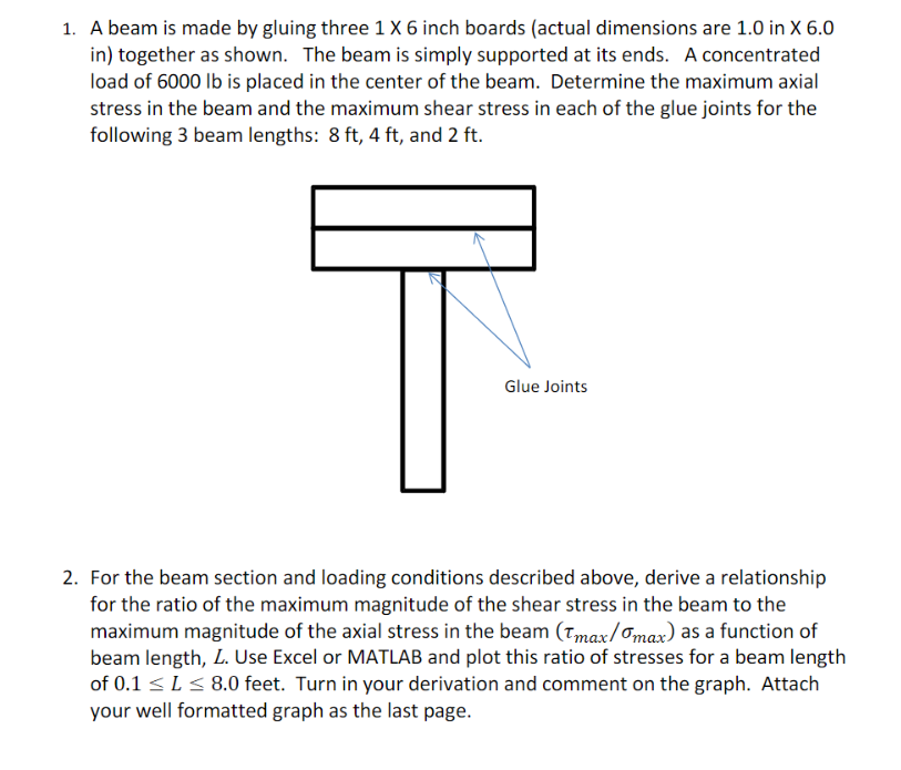 Solved 1. A beam is made by gluing three 1×6 inch boards | Chegg.com