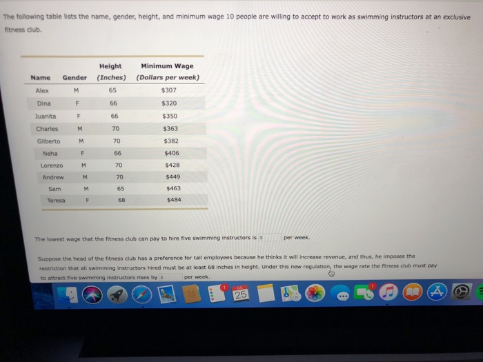 Solved The following table lists the name, gender, height, | Chegg.com