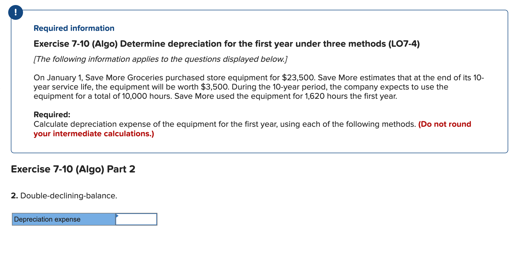 Solved Required information Exercise 7-10 (Algo) Determine | Chegg.com