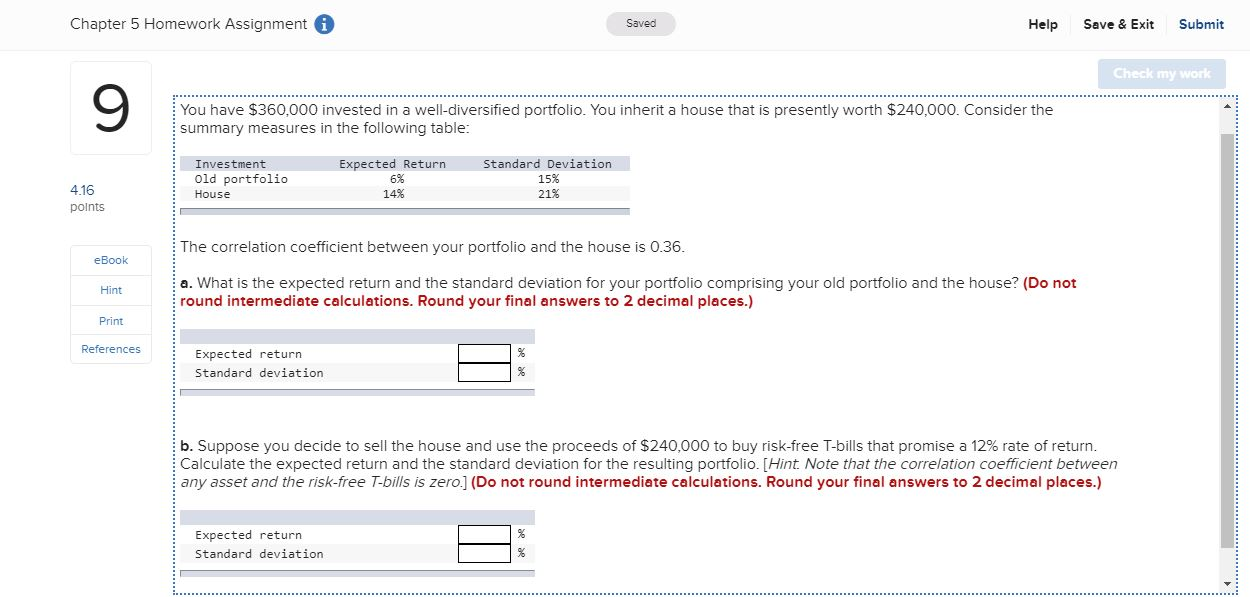 Solved Chapter 5 Homework Assignment i Saved Help Save & | Chegg.com
