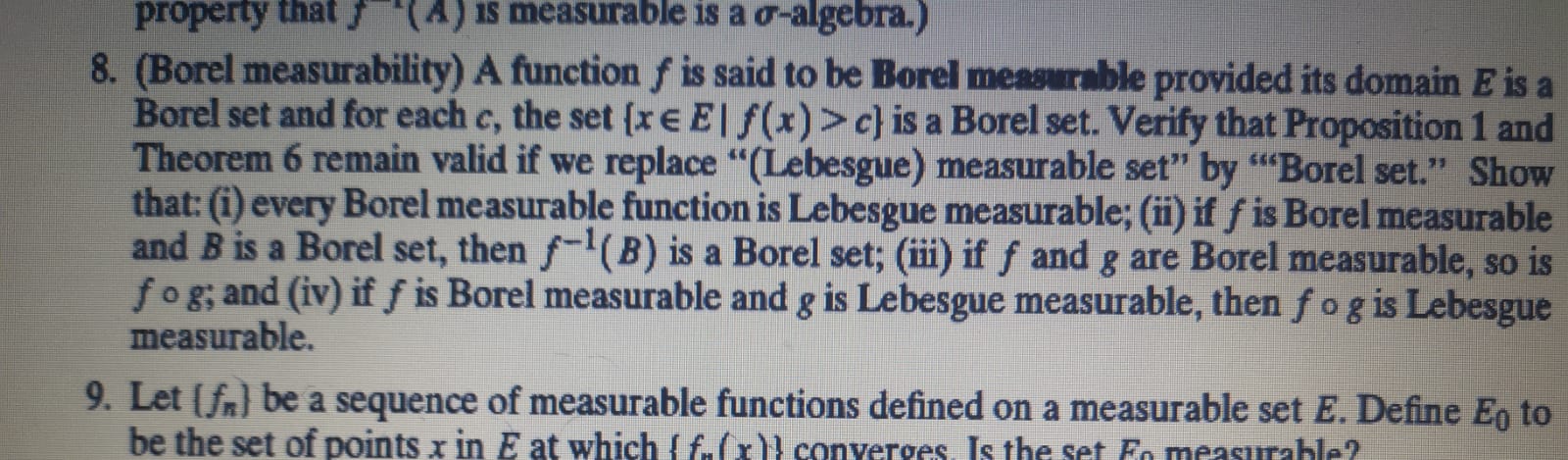 Solved (Borel measurability) ﻿A function f ﻿is said to be | Chegg.com