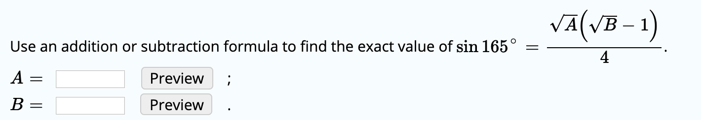 Solved VA(VB - 1) Use an addition or subtraction formula to | Chegg.com