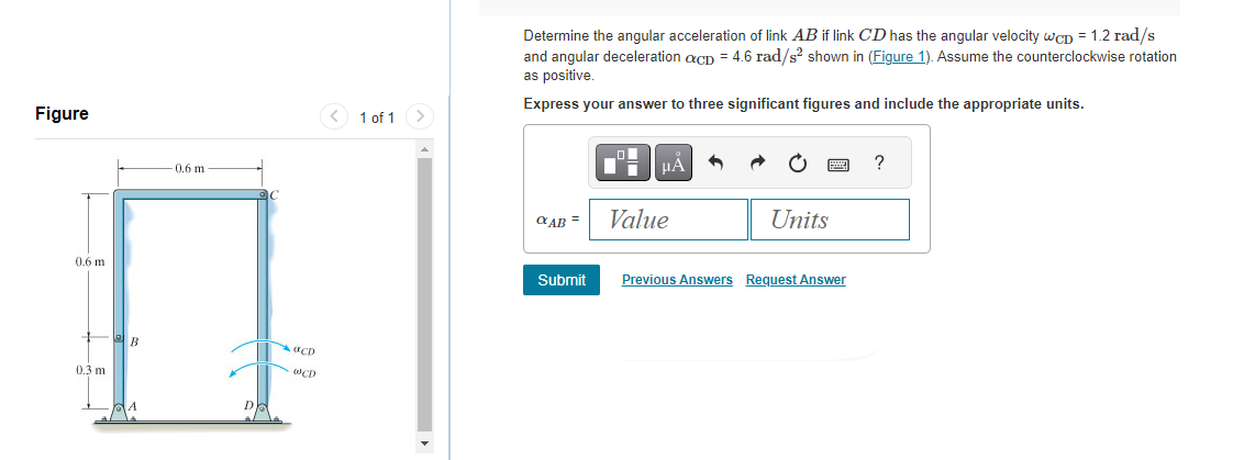 Solved Determine the angular acceleration of link AB if link | Chegg.com