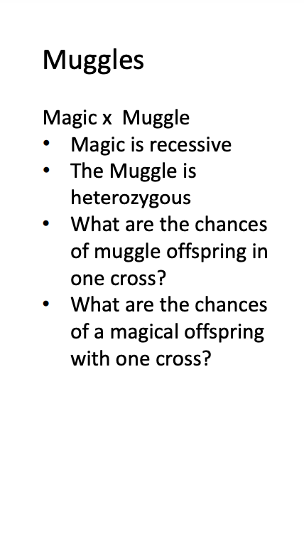 Solved Magic x Muggle - Magic is recessive - The Muggle is | Chegg.com