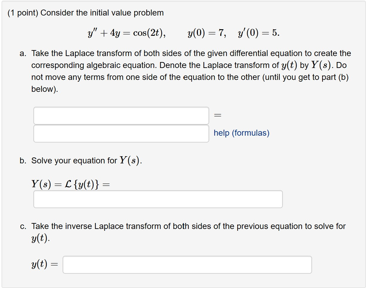 Solved (1 point) Consider the following initial value | Chegg.com