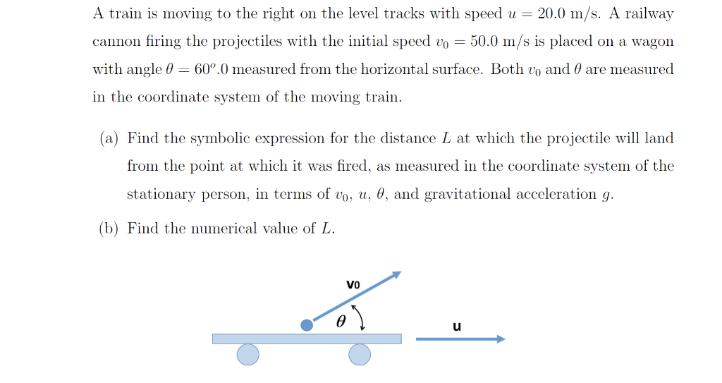 Solved A train is moving to the right on the level tracks | Chegg.com