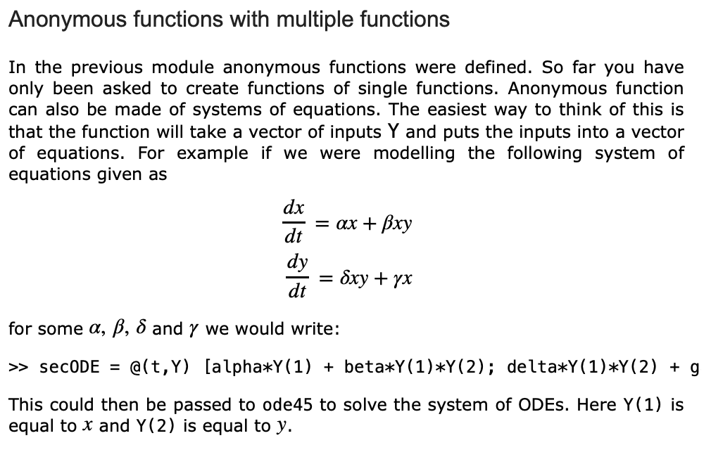 Anonymous functions with multiple functions In the | Chegg.com