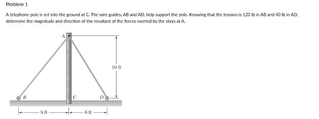 Solved Problem 1 A telephone pole is set into the ground at | Chegg.com