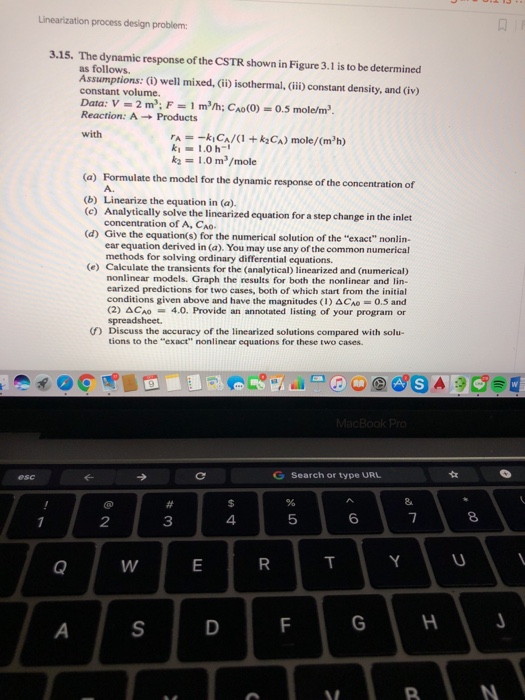 Solved Linearization process design problem 3.15. The | Chegg.com