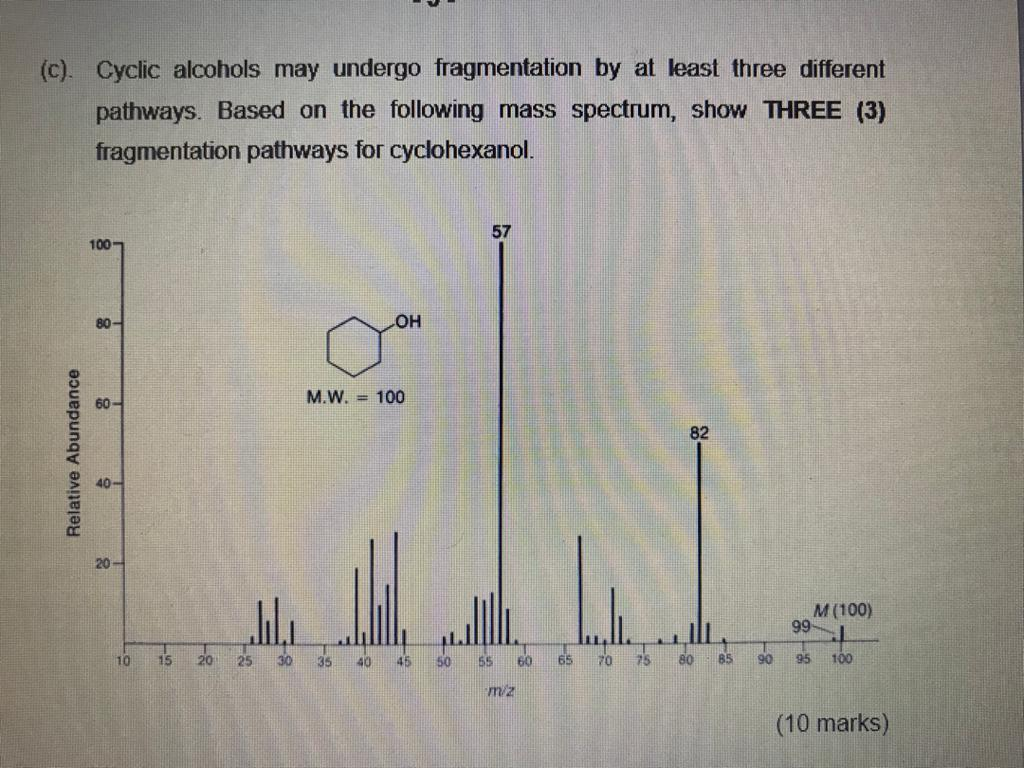 Solved (c). Cyclic alcohols may undergo fragmentation by at | Chegg.com