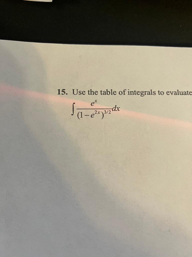 Solved 15. Use the table of integrals to evaluate | Chegg.com