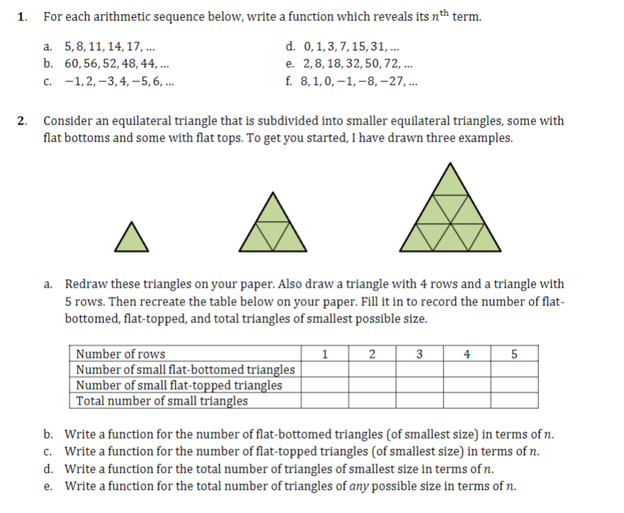 Solved 1. For each arithmetic sequence below, write a | Chegg.com