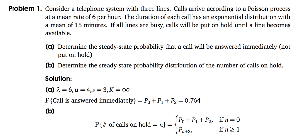 Solved Problem 1. Consider a telephone system with three | Chegg.com