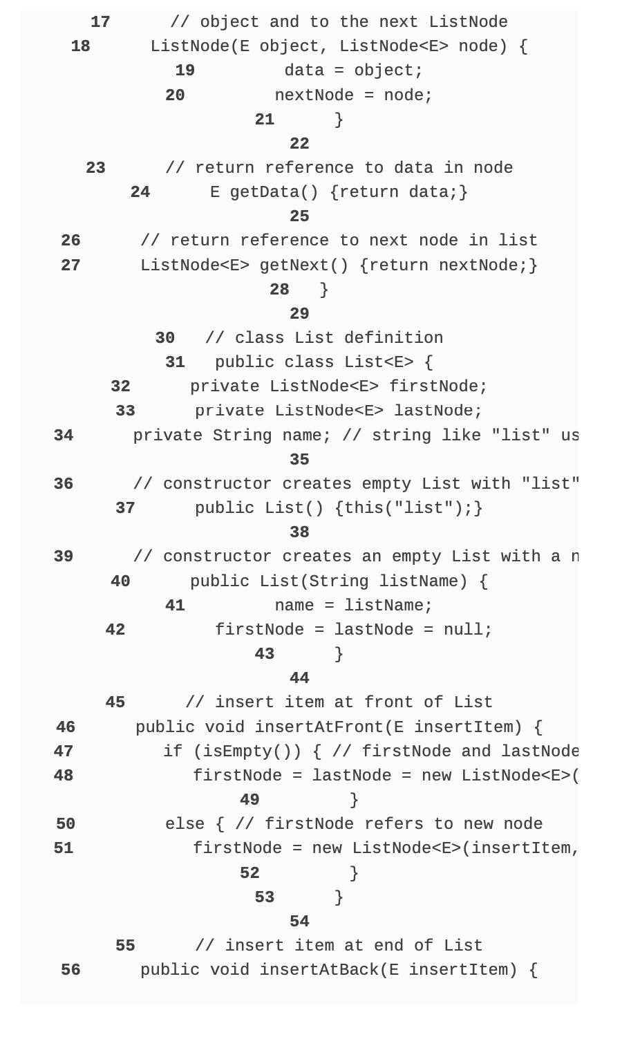 1 // Fig. 21.3: List.java 2 // ListNode and List | Chegg.com