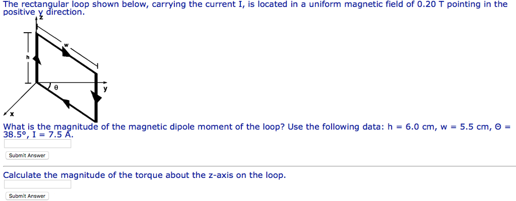 Solved The rectangular loop shown below, carrying the | Chegg.com