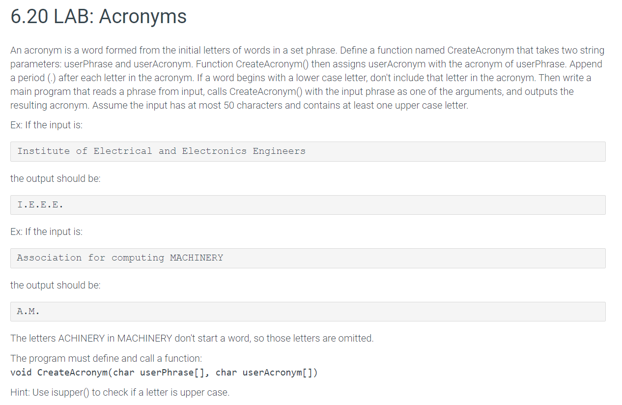 Solved IN C Try with examples: must be "correctly returned" | Chegg.com