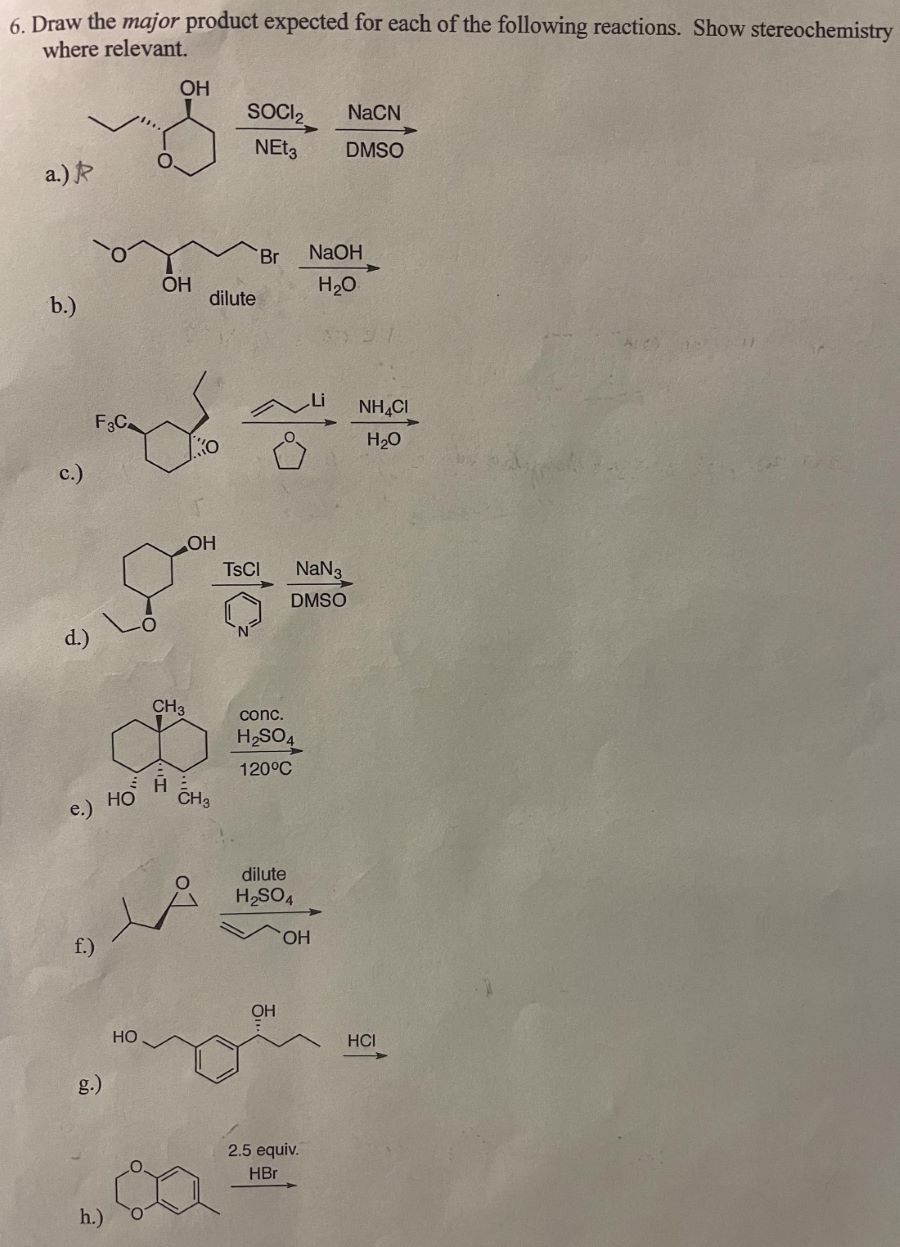 Solved Draw the major product expected for each of the | Chegg.com