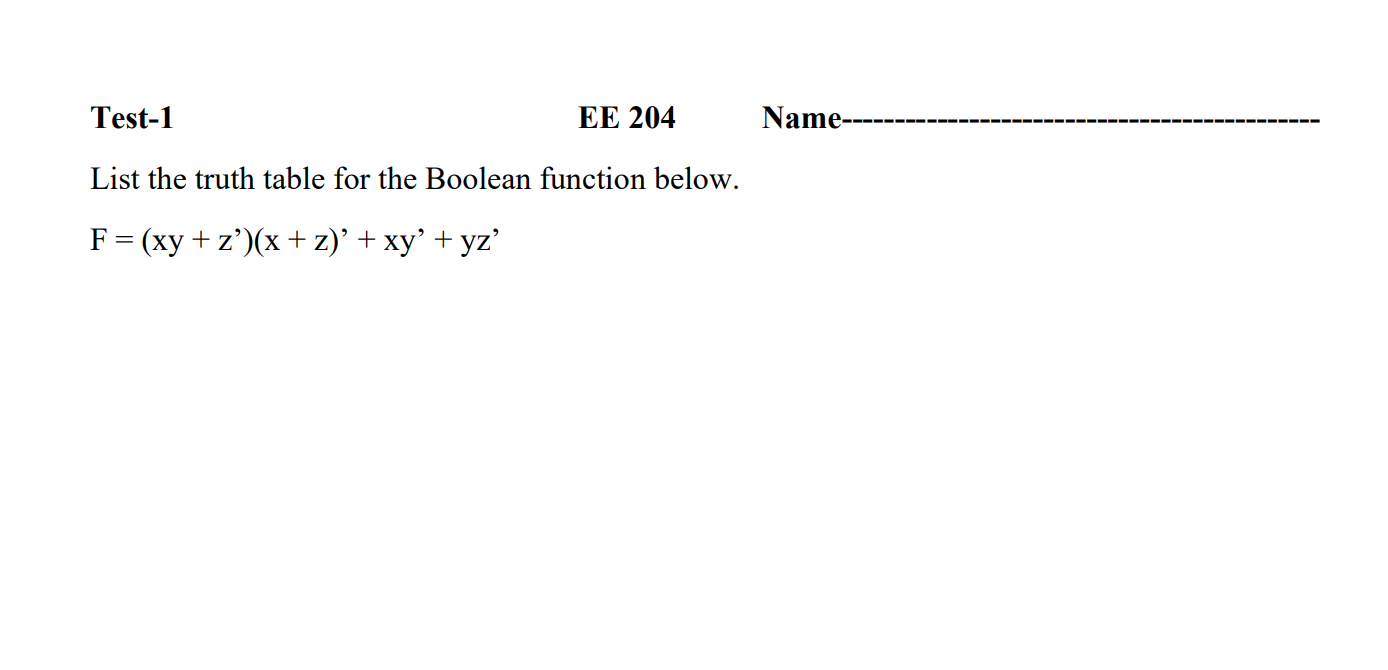 Solved List the truth table for the Boolean function below. | Chegg.com