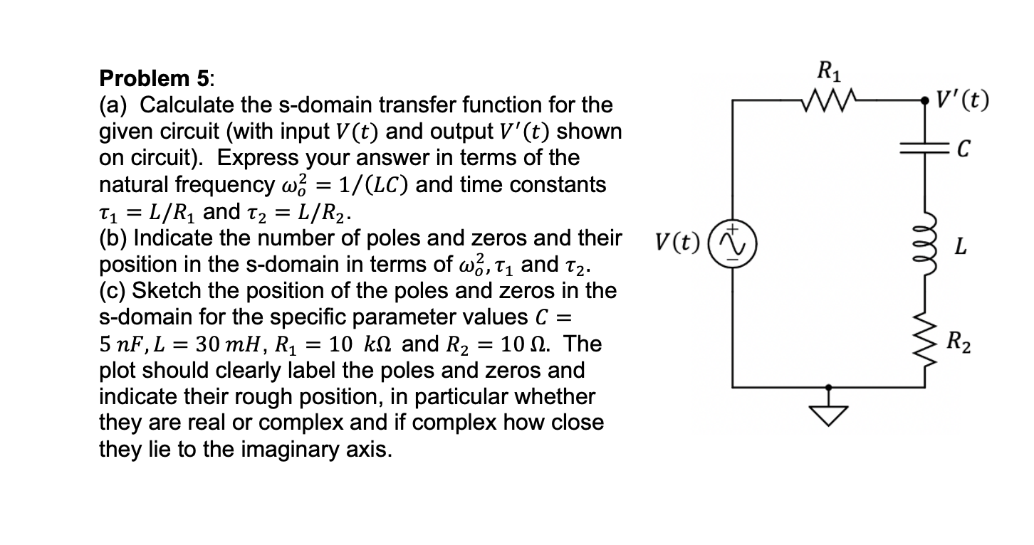 Solved R1 V'(t) C V(t) Problem 5: (a) Calculate the s-domain | Chegg.com