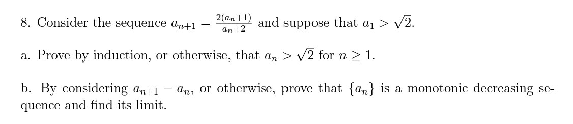 Solved 8. Consider the sequence \\( | Chegg.com