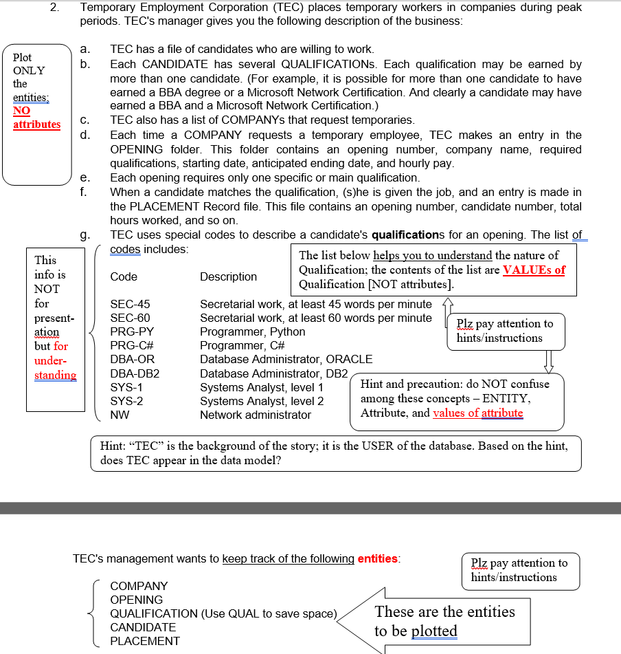 Solved 2. Temporary Employment Corporation (TEC) places | Chegg.com