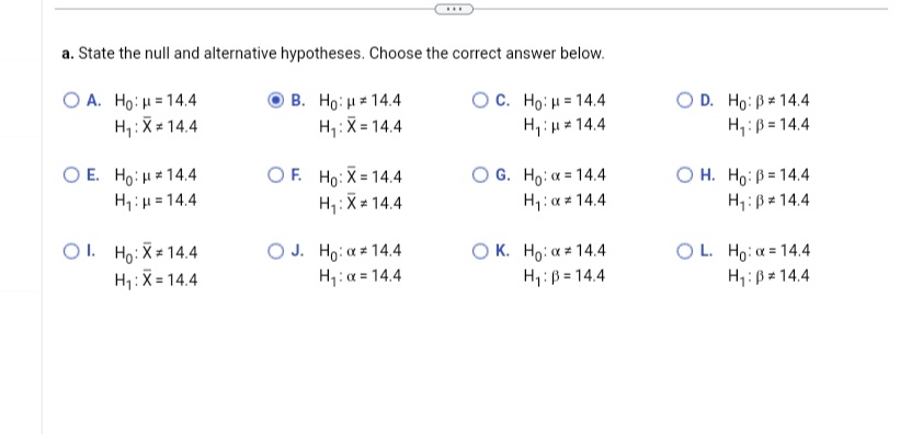 Solved a. State the null and alternative hypotheses. Choose | Chegg.com