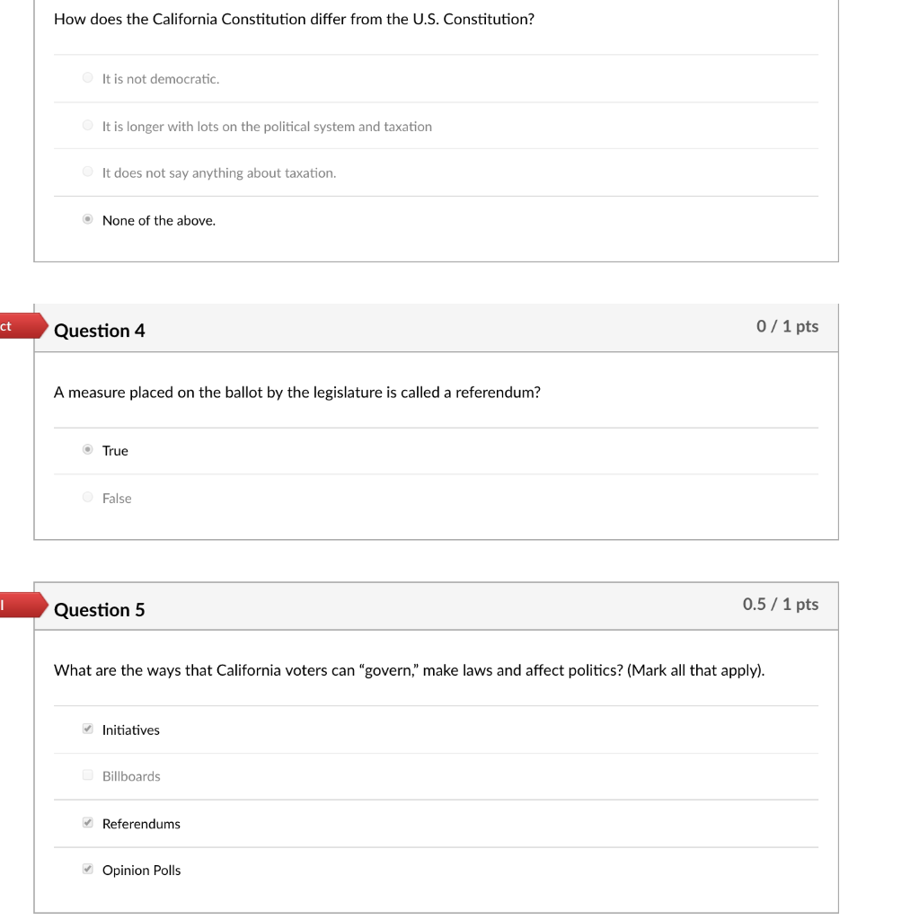 Solved How does the California Constitution differ from the | Chegg.com