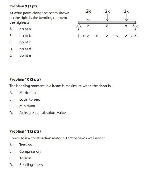 Solved Problem 9 (3 pts) At what point along the beam shown | Chegg.com