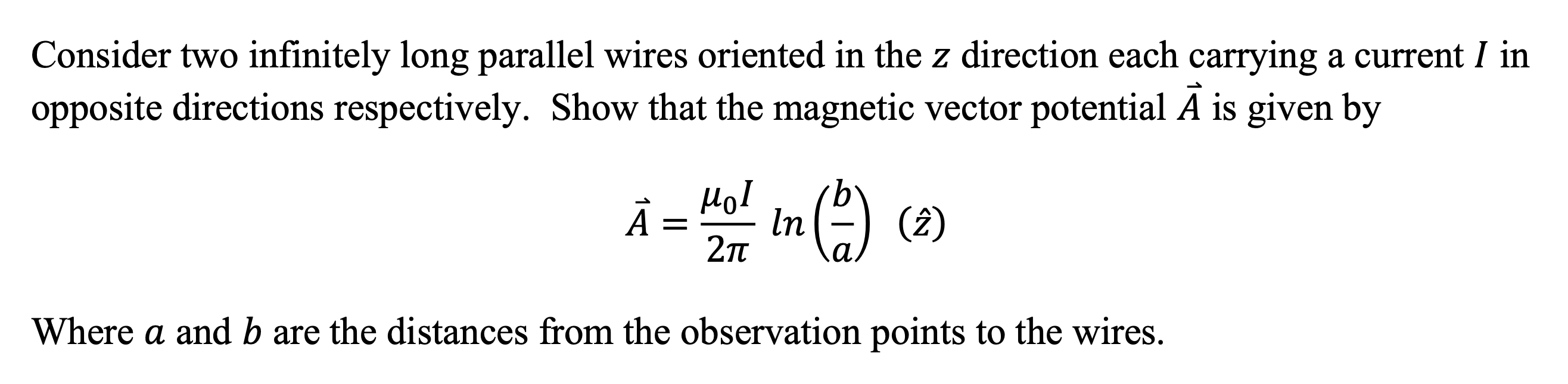 Solved Consider two infinitely long parallel wires oriented | Chegg.com