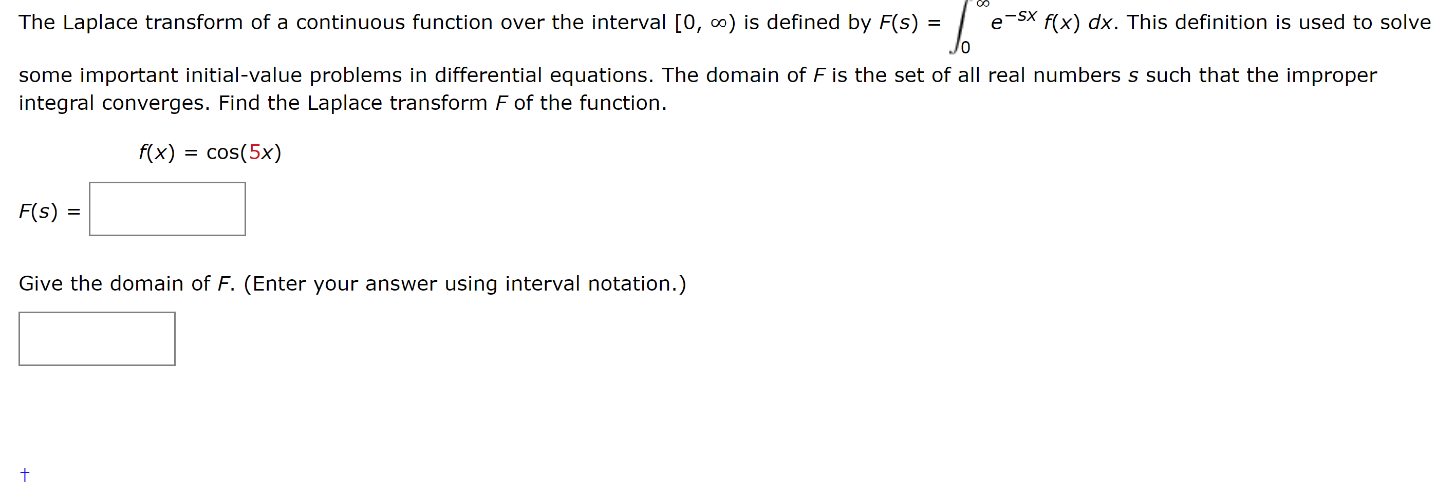 Solved The Laplace Transform Of A Continuous Function Over