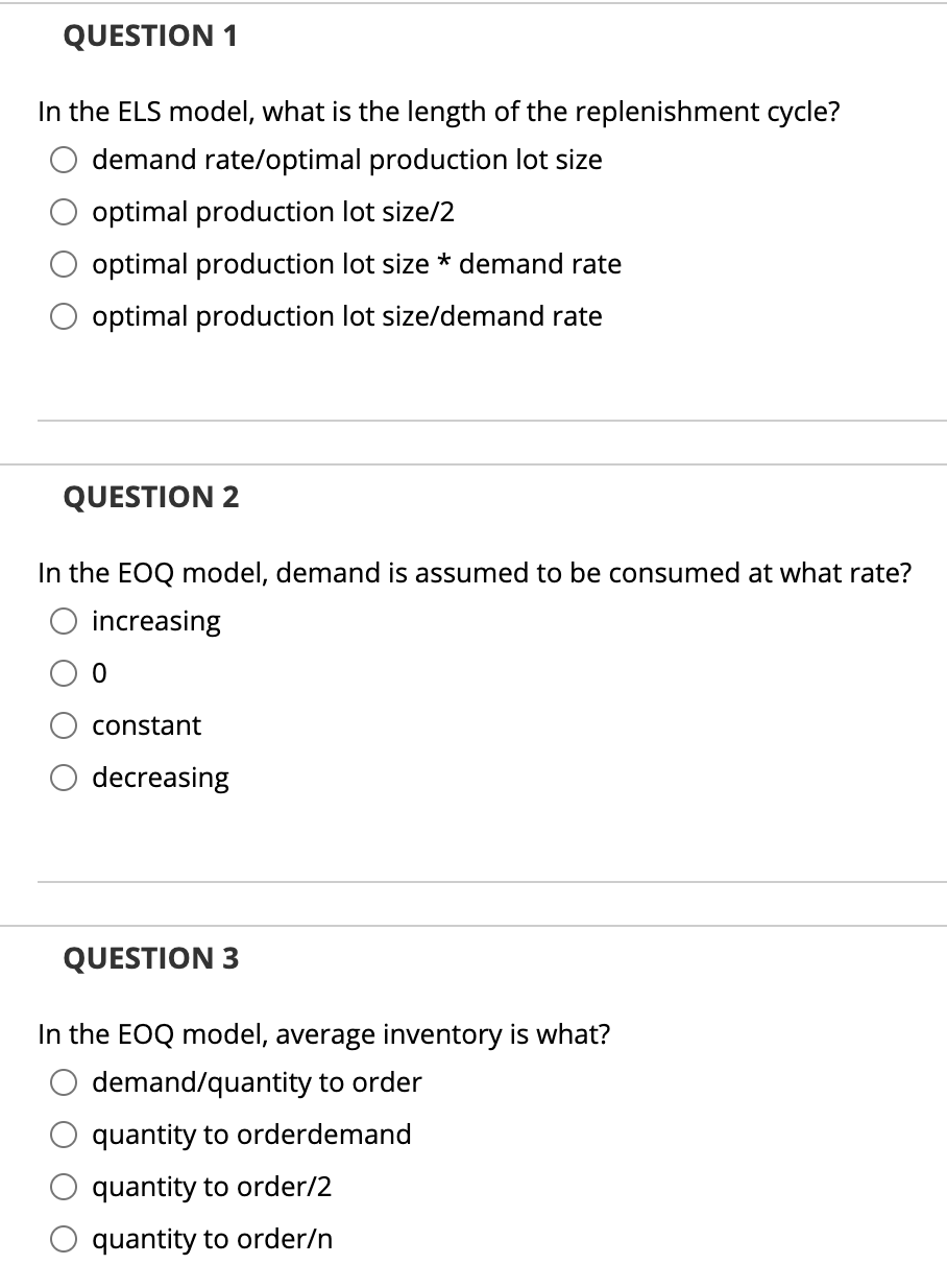 Solved QUESTION 1 In the ELS model, what is the length of | Chegg.com