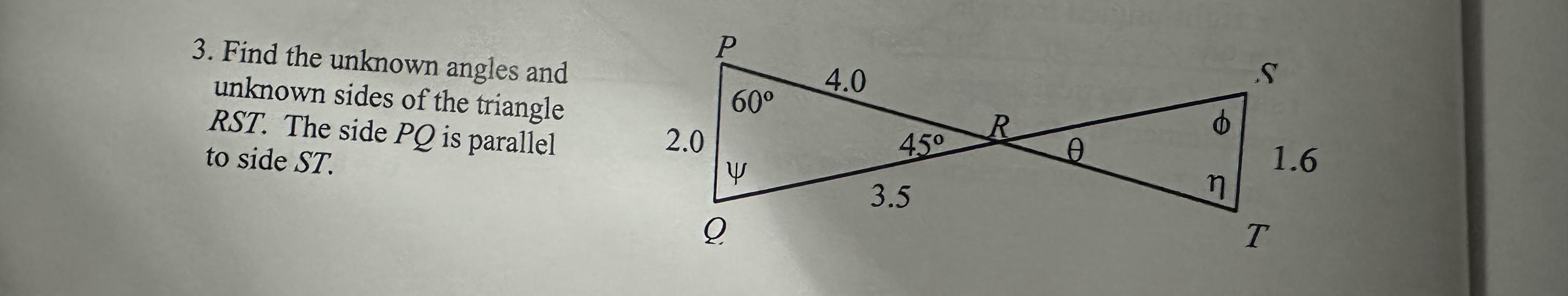 Solved Find the unknown angles and unknown sides of the | Chegg.com