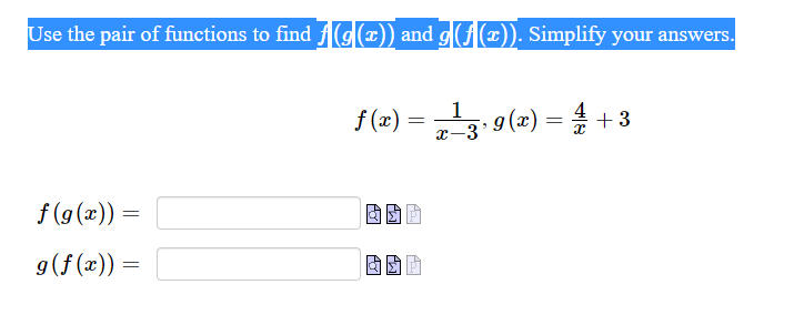 Solved Use The Pair Of Functions To Find F G X And G F X