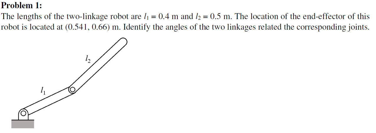 Solved Problem 1: The lengths of the two-linkage robot are | Chegg.com