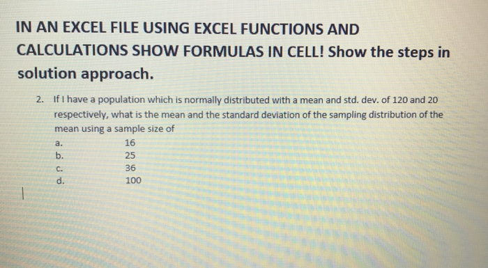 Solved In An Excel File Using Excel Functions And 3915