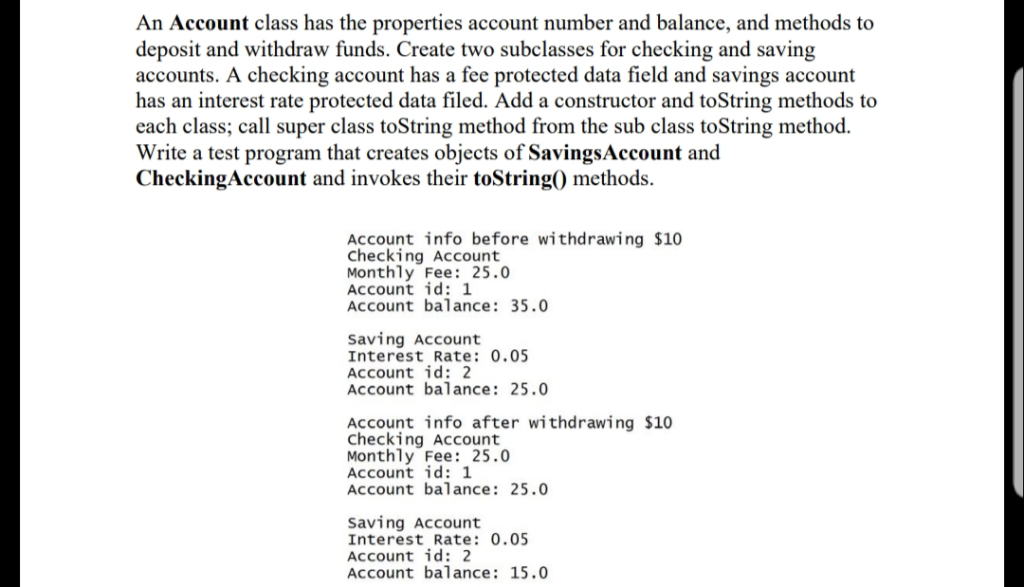 Solved Account.java: public class Account { private int | Chegg.com
