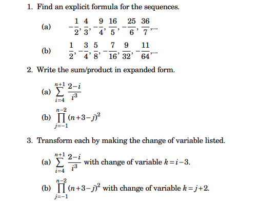 Solved 1. Find an explicit formula for the sequences. (a) | Chegg.com