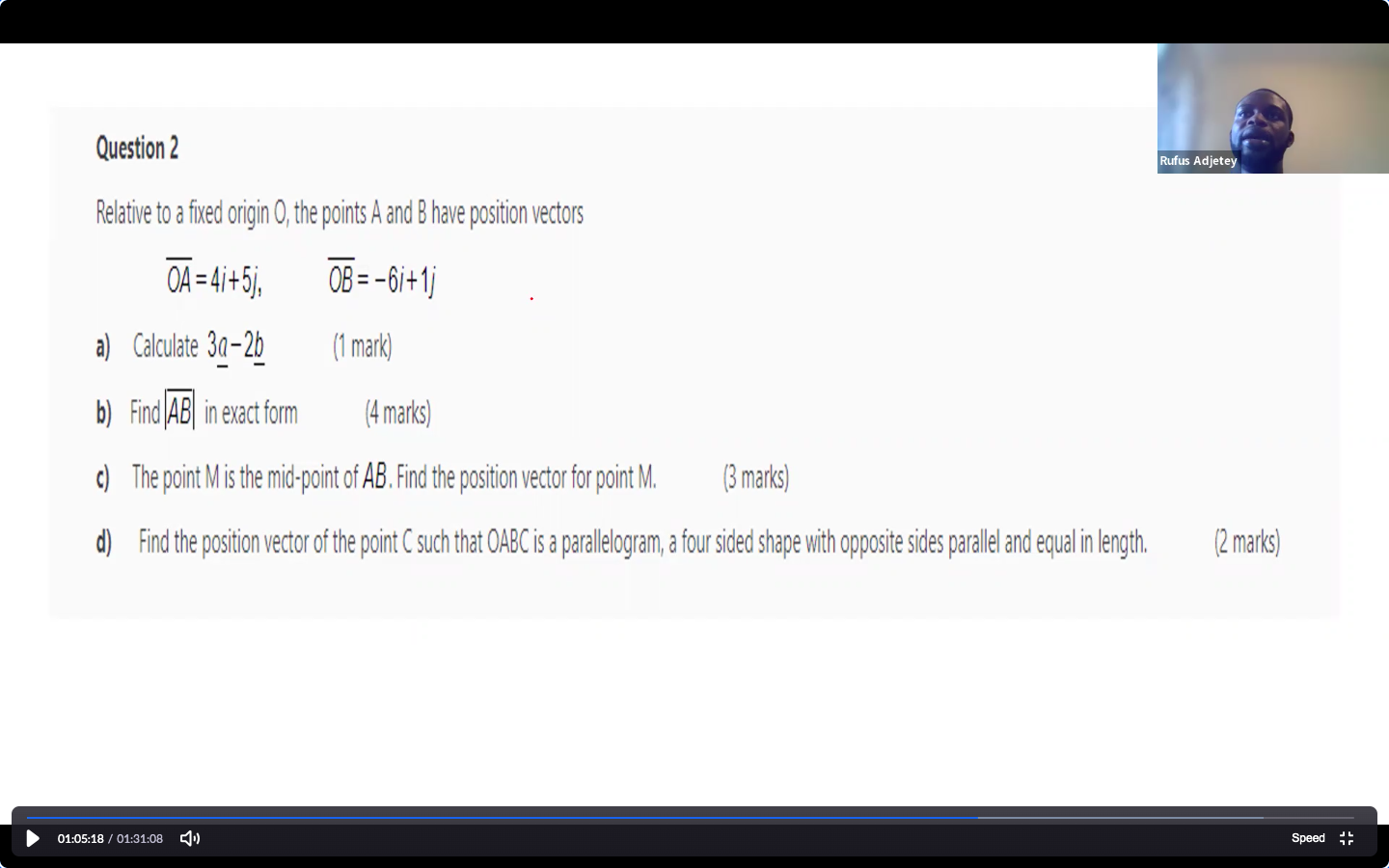 Solved Relative to a fixed origin 0 , the points A and B | Chegg.com