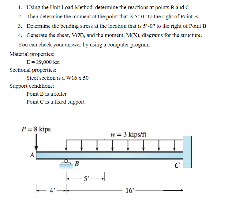 Solved 1. Using the Unit Load Method, determine the | Chegg.com