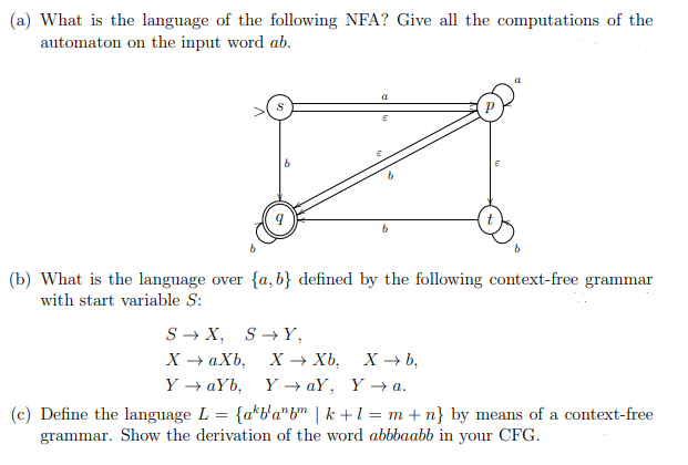 Solved (a) What is the language of the following NFA? Give | Chegg.com