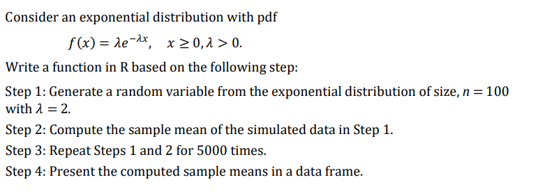 Solved Consider an exponential distribution with pdf | Chegg.com