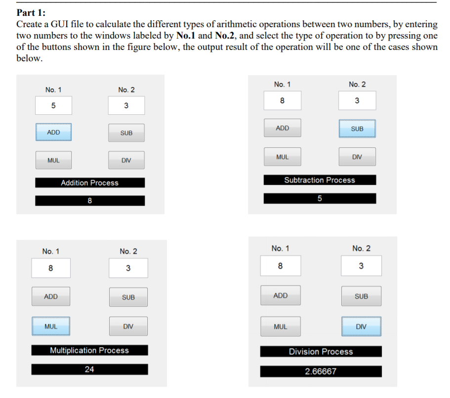 Solved Part 1: Create a GUI file to calculate the different | Chegg.com